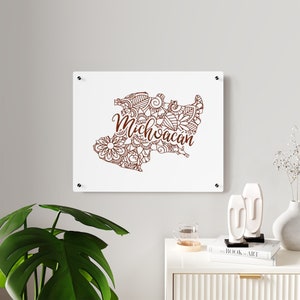 Michoacan Mexico Map Acrylic Wall Art Panels Light Michoacán De Ocampo ...