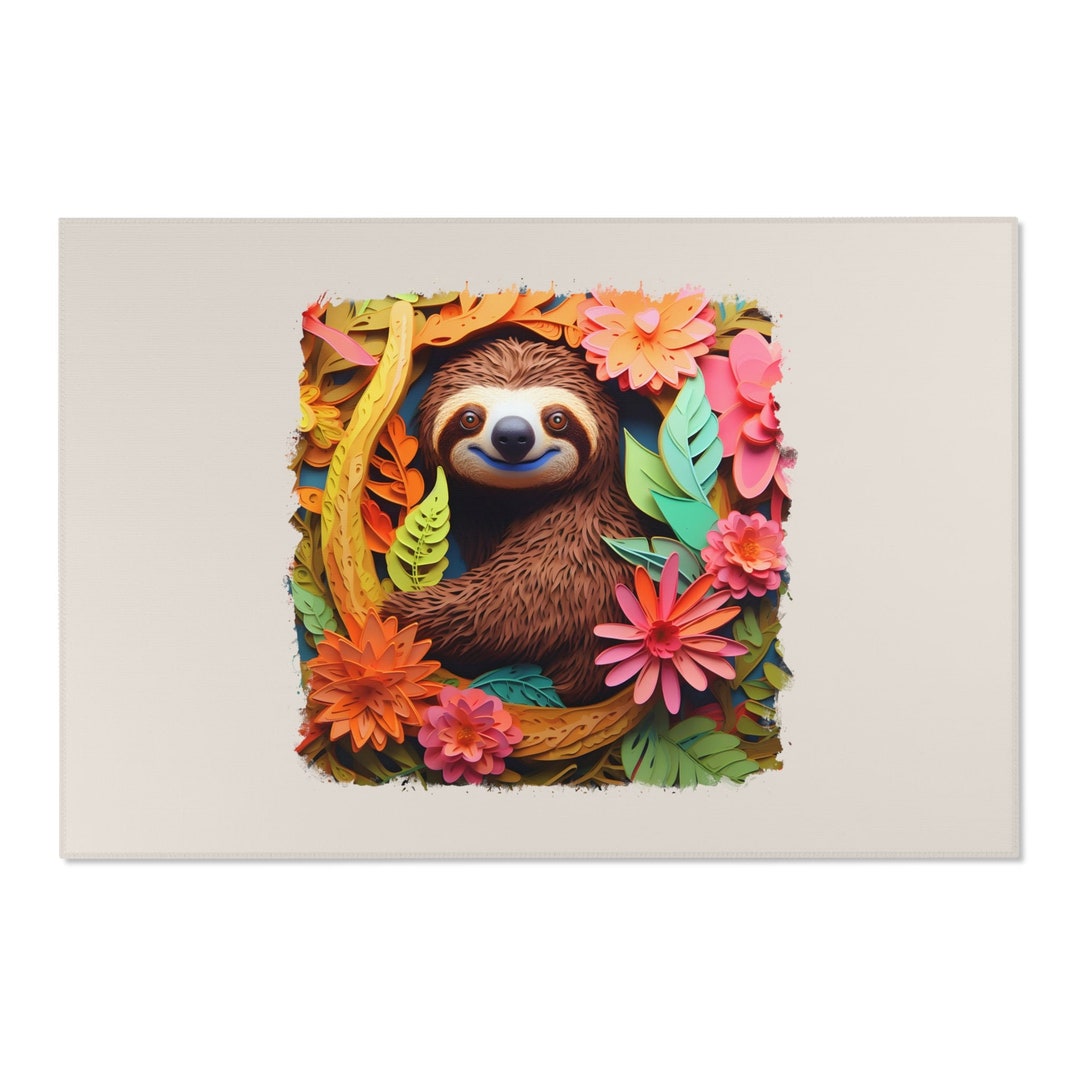Vibrant Pura Vida Sloth Area Rug Home Decor Light Costa - Etsy