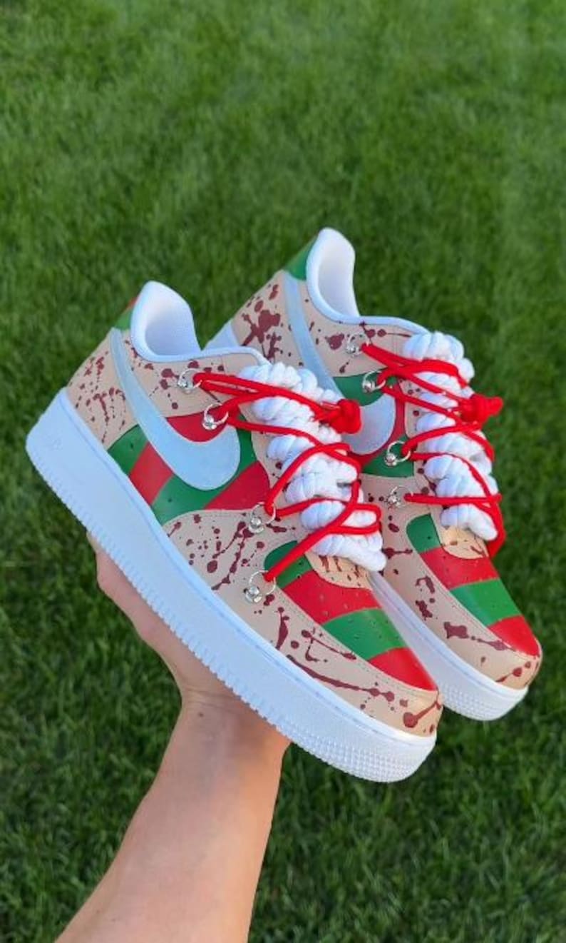 Custom Air Force 1 Horror Scary Sneakers – Blood Splatter Custom Shoes ...
