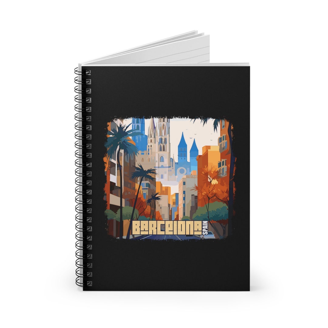 Barcelona Spain Spiral Notebook Dark Barcelona Souvenir - Etsy