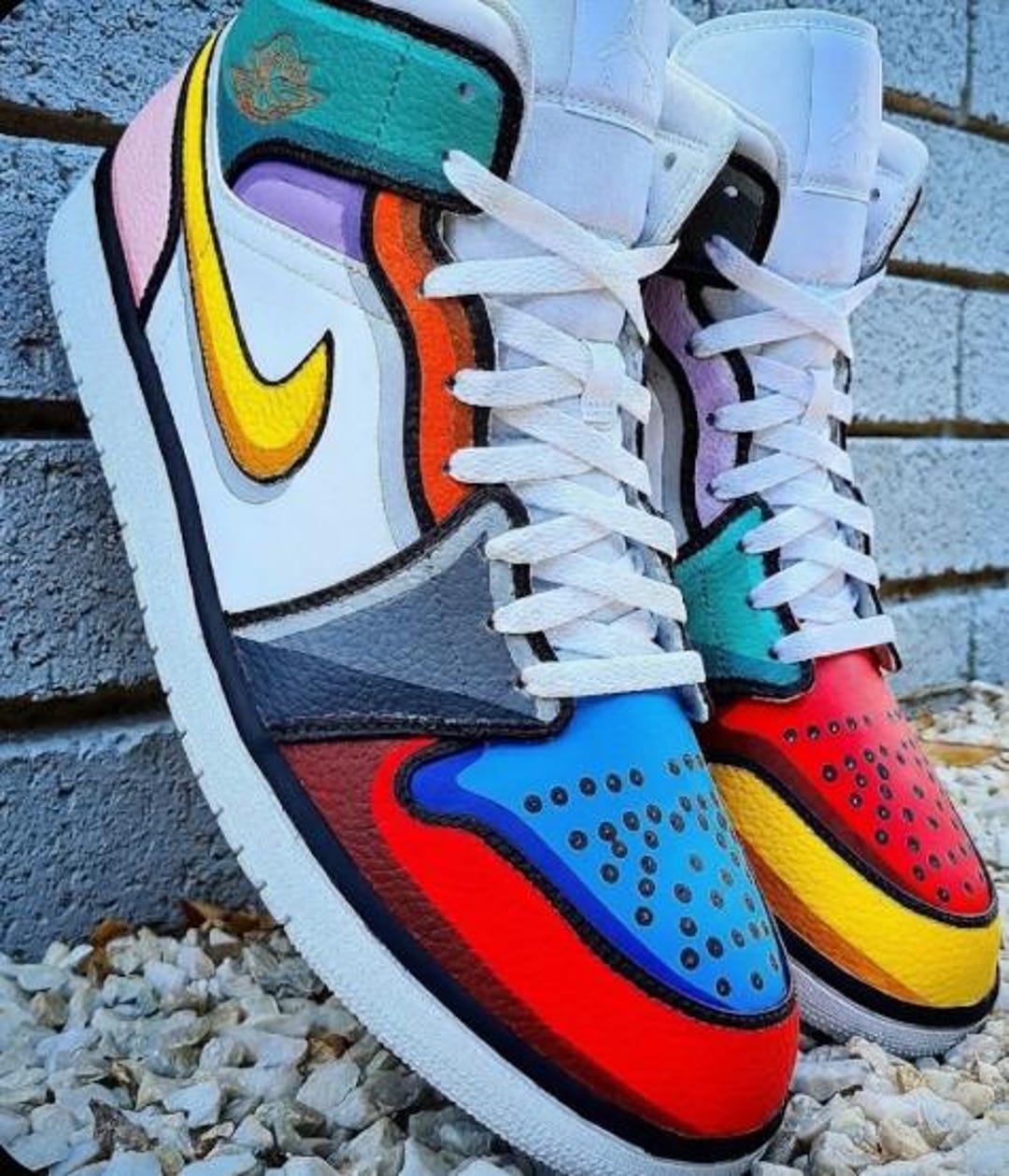 Custom Jordan 1 Cartoon Sketch | Custom Jordan 1s Red Blue Cartoon | 2D ...