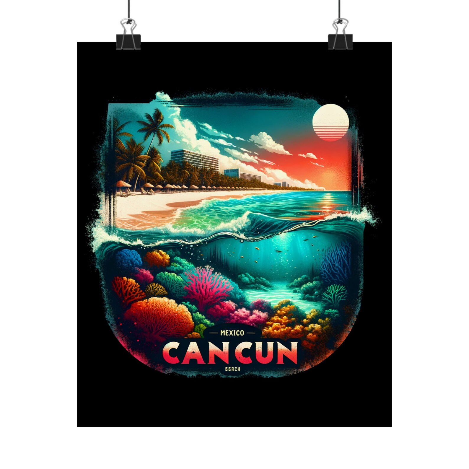 Cancun Mexico Poster Wall Decor Poster Dark Cancun Mexico Vacation ...