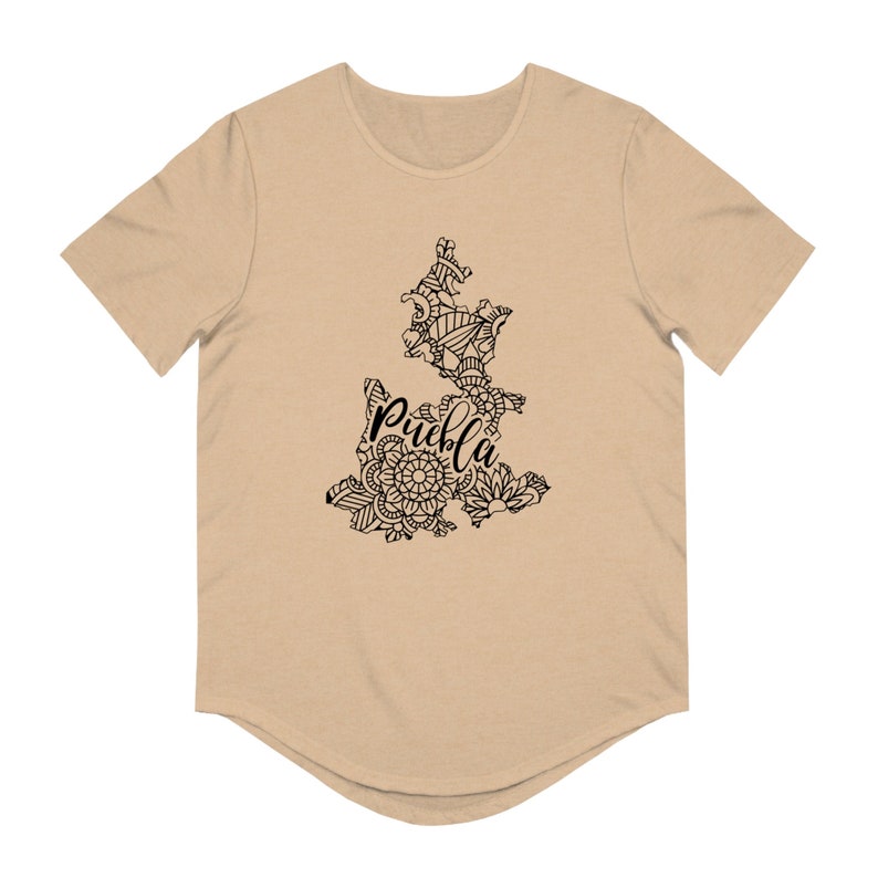 Puebla Mexico Map Shirt curved Hem Camisa Light Puebla Cholula Puebla ...