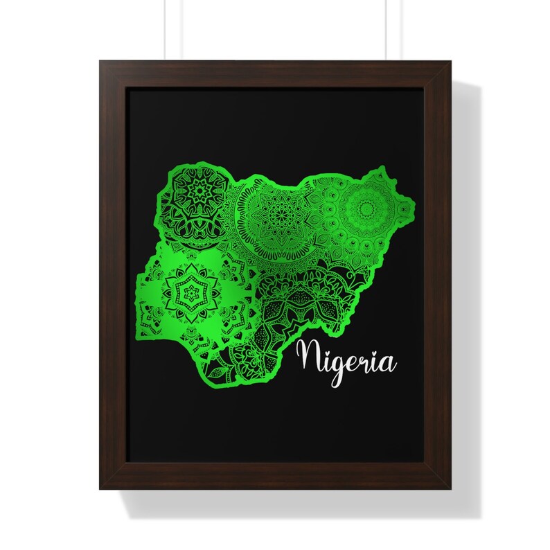 Nigeria Map Framed Poster Dark Nigeria Christmas Gift - Etsy