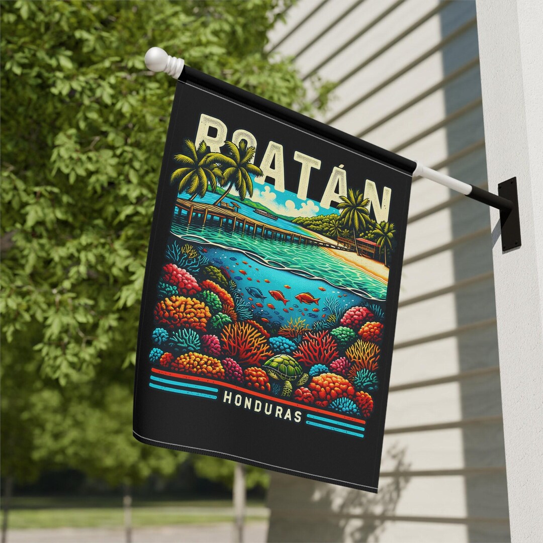 Roatan Honduras Printed Flags | House Garden Banners Dark - Honduras ...