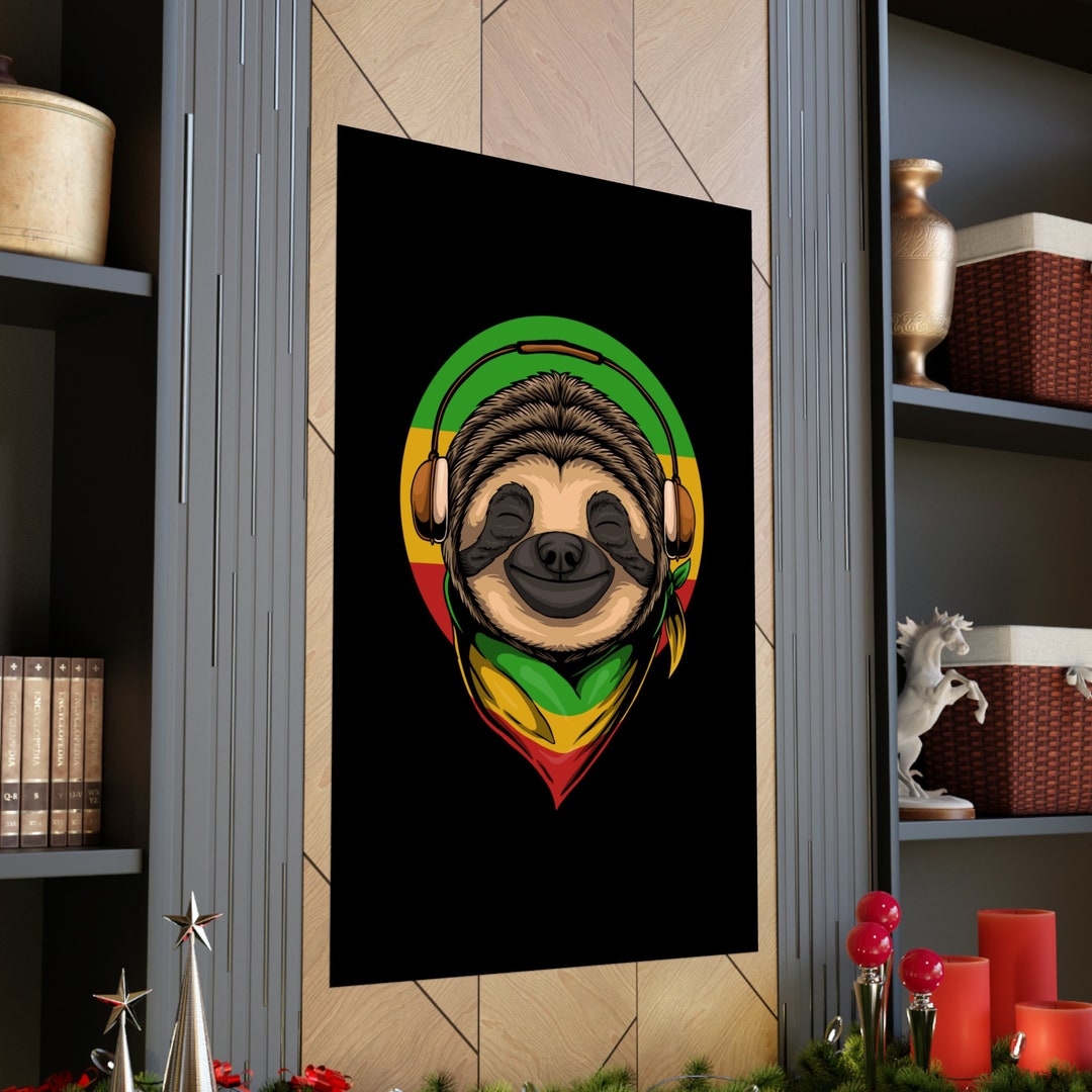 Cool Rasta Sloth Poster Wall Art Poster Decor Pura Vida Costa Rica ...