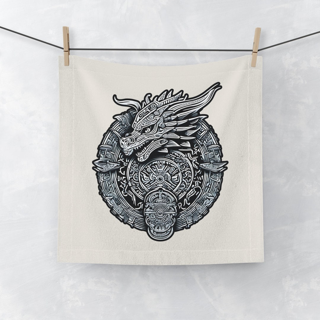 Ancient Aztec Dragon Face Towel Dark Aztec Symbol Mayan - Etsy