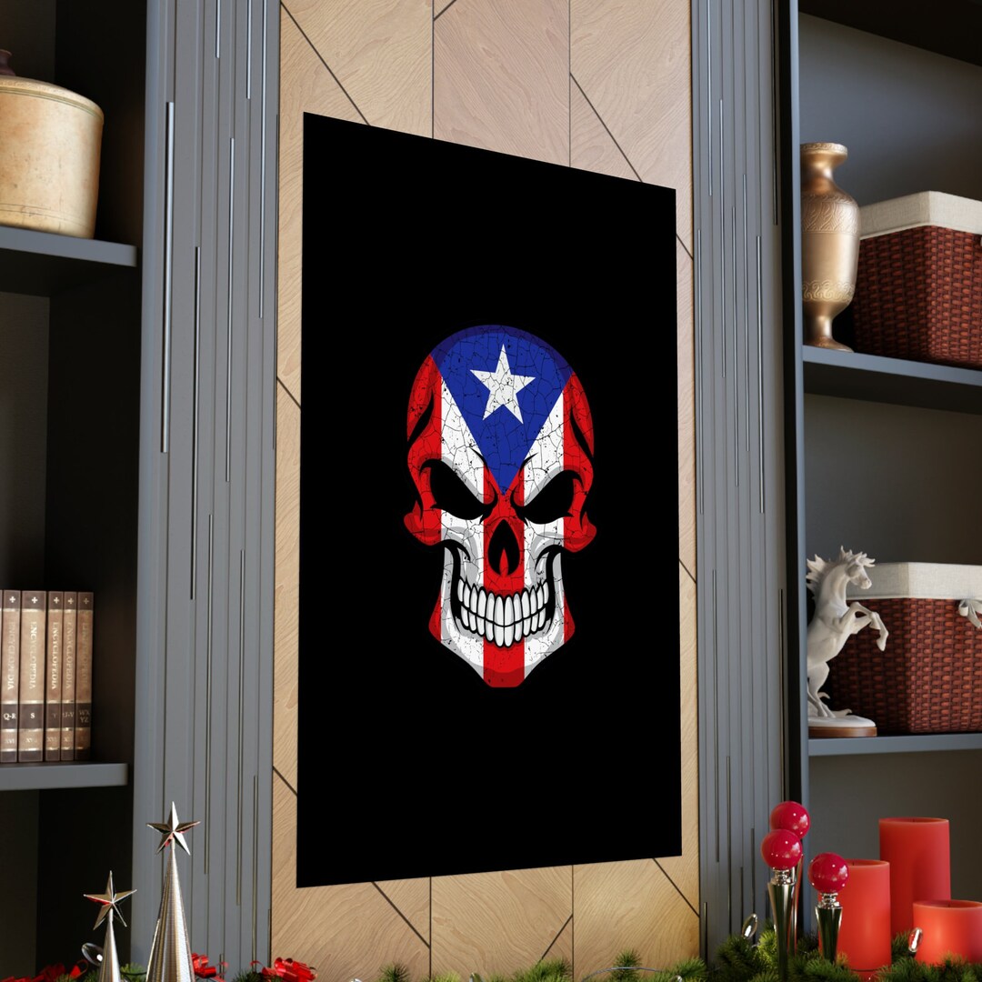 Puerto Rican Skull Poster Wall Art Poster Decor Boricua - Etsy