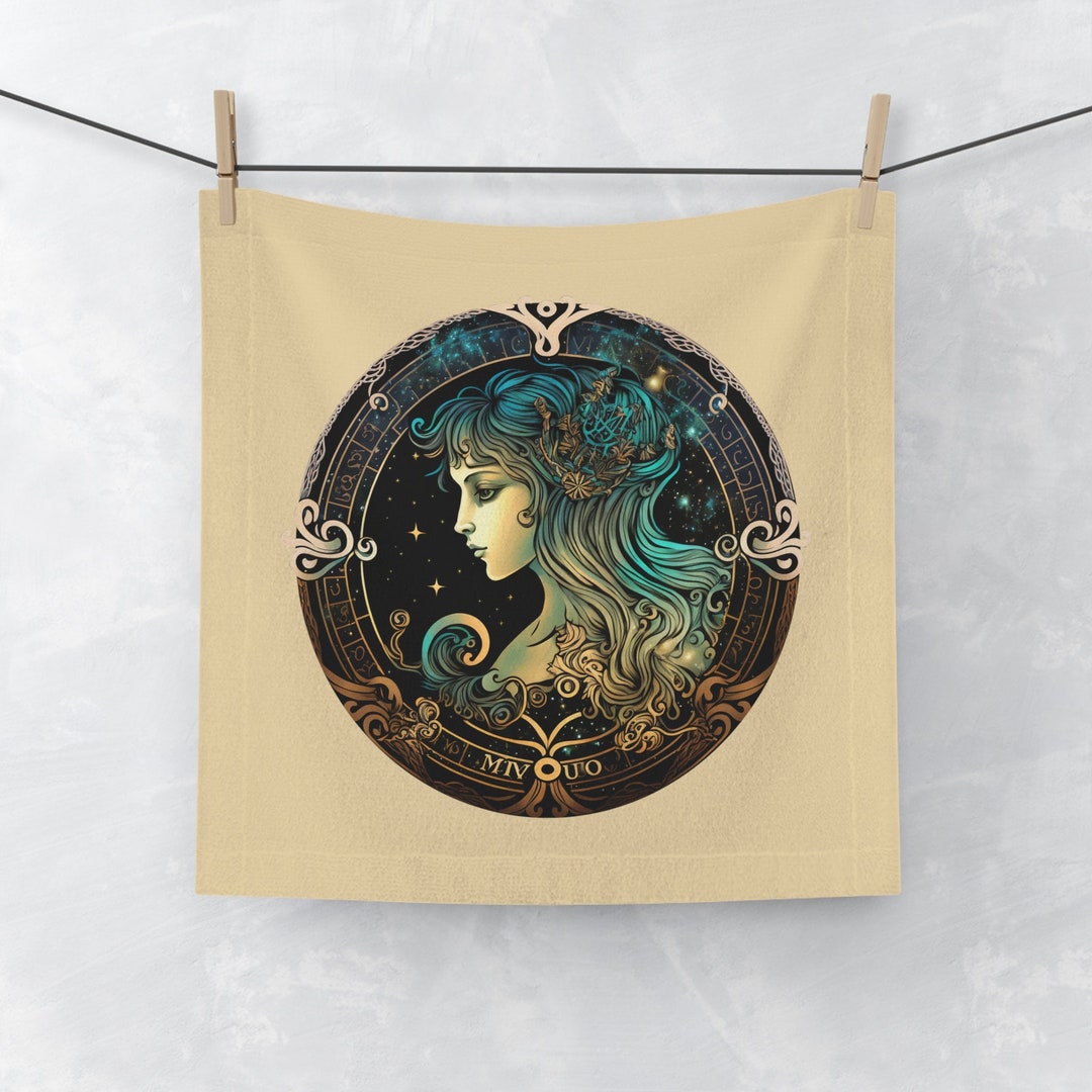 Virgo Face Towel Dark Virgo Zodiac Sign Virgos Astrology Horoscope ...