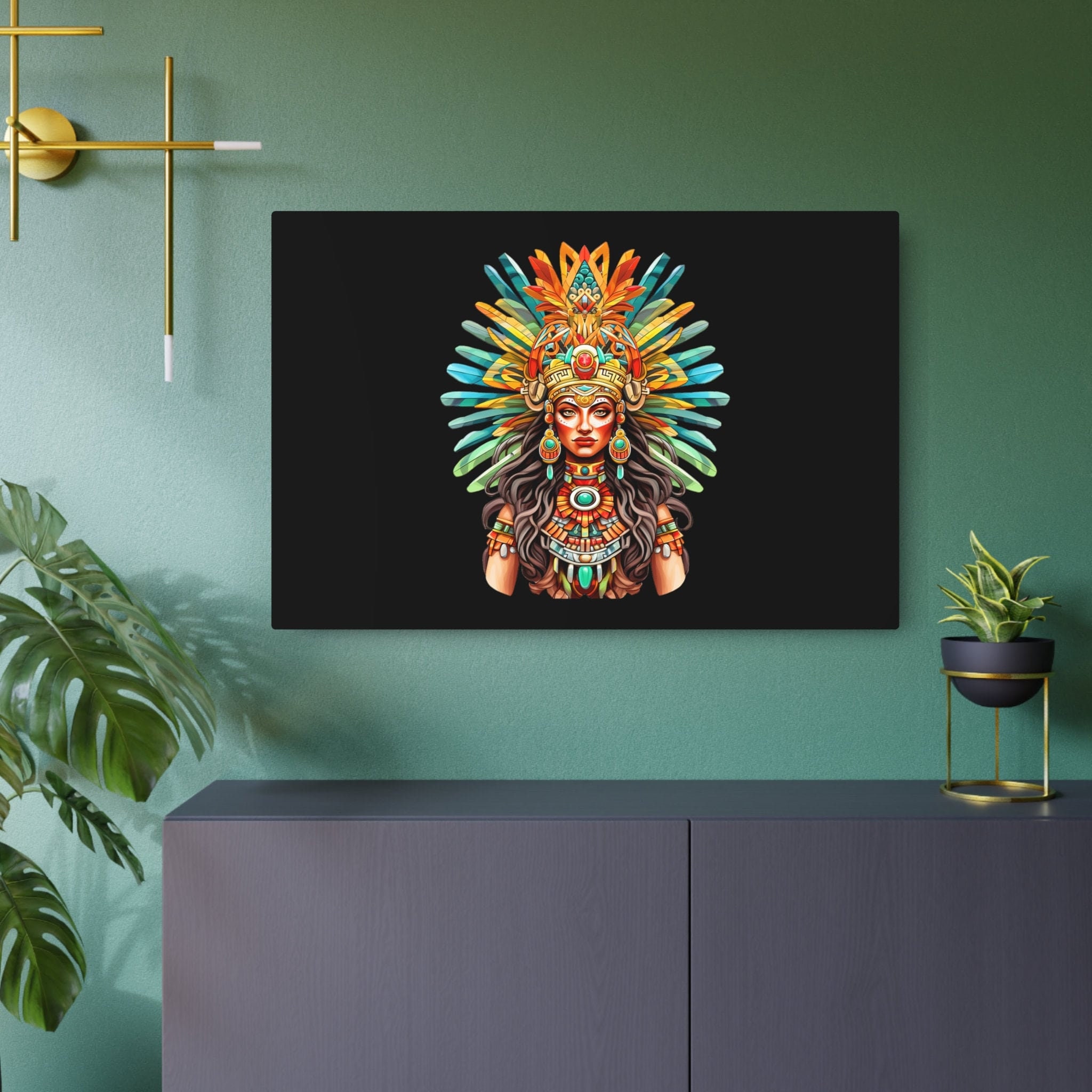 Aztec Queen Warrior Metal Print Art Piece Dark Aztec Empire Queen ...
