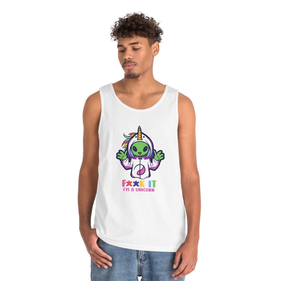 Alien Unicorn Meme Men's Tank-top Dark Cute Unicorn UF0 Alien Unicorn ...