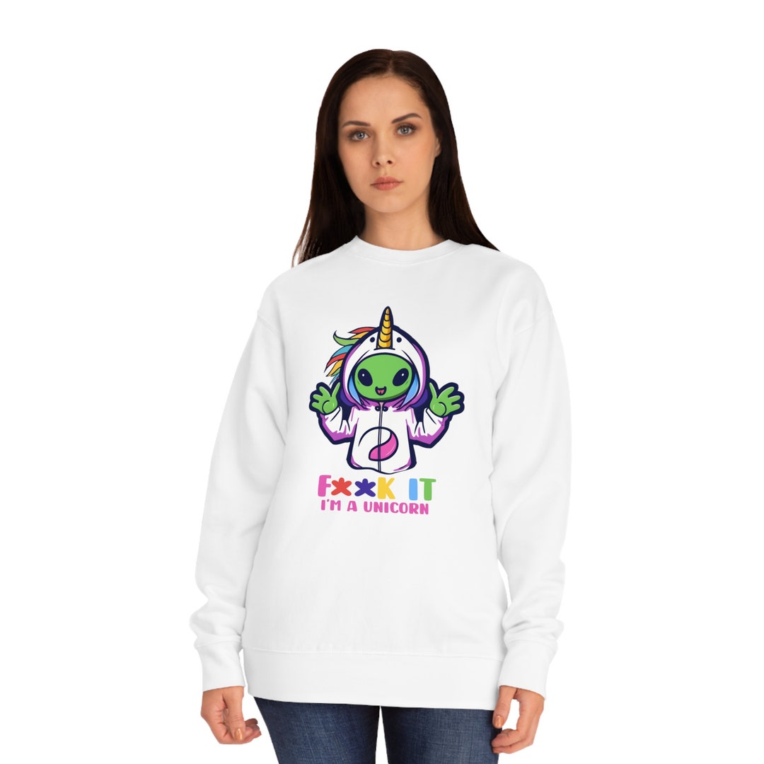 Alien Unicorn Meme Crew Neck Sweatshirt for Women Dark - Etsy