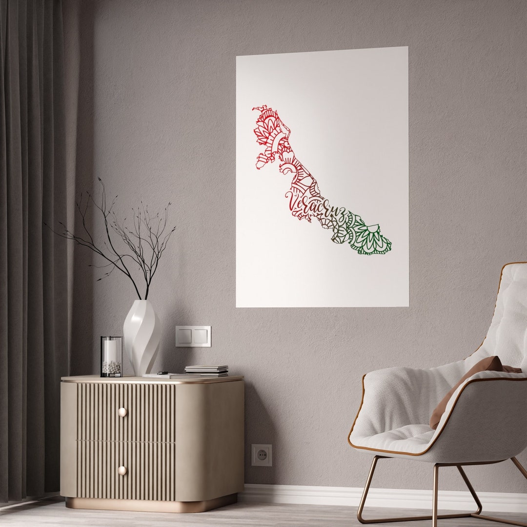 Veracruz Mexico Map Poster Wall Art Decor Sign Light - Etsy