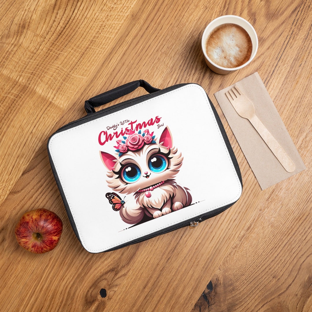 Daddy's Little Christmas Girl Kitty Lunch Box Insulated Zipped Box ...