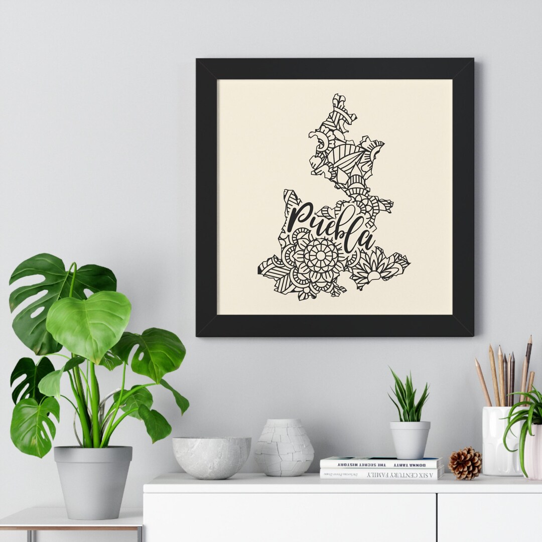 Puebla Mexico Map Framed Poster Light Puebla Cholula - Etsy