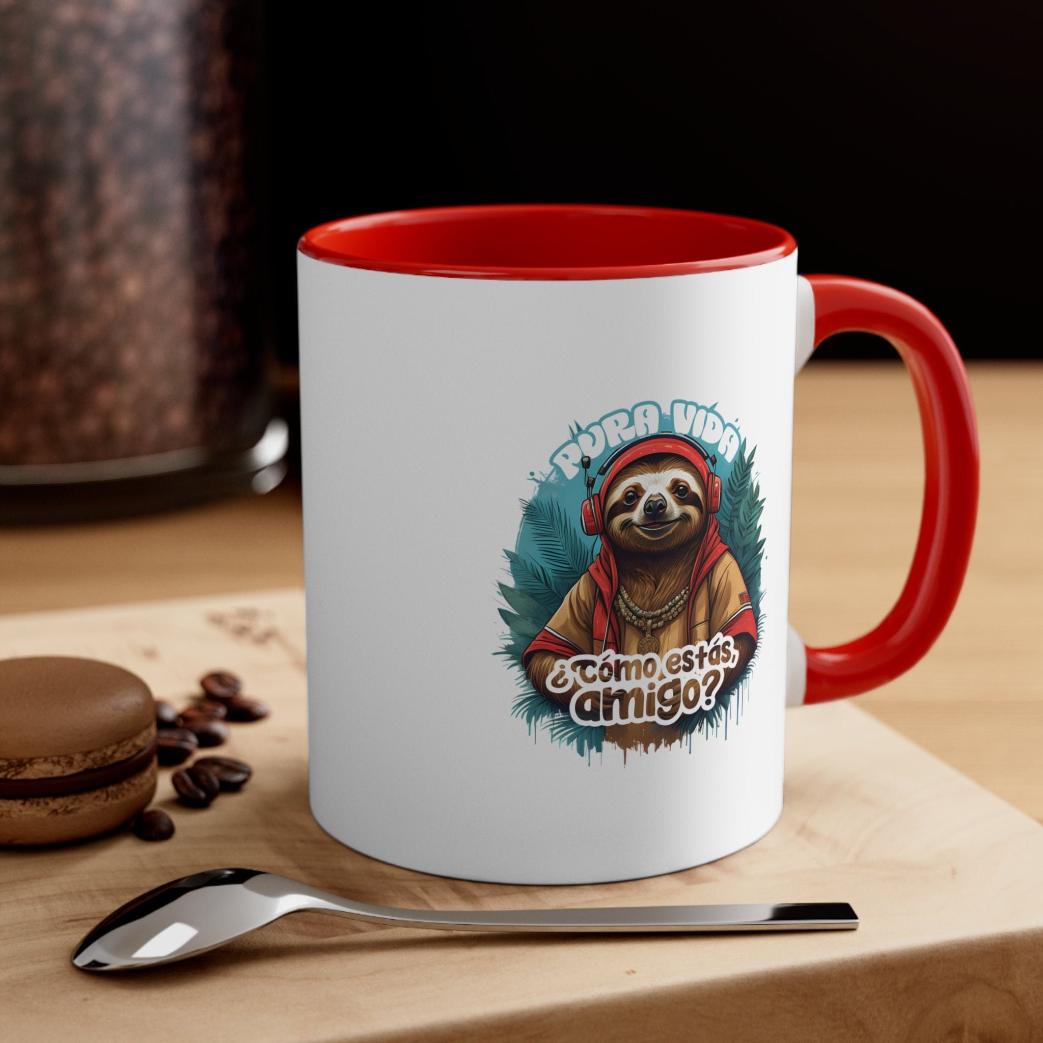 Pura Vida Amigo Dude Coffee Mug Coloured Inside Light Costa Rican Pura ...