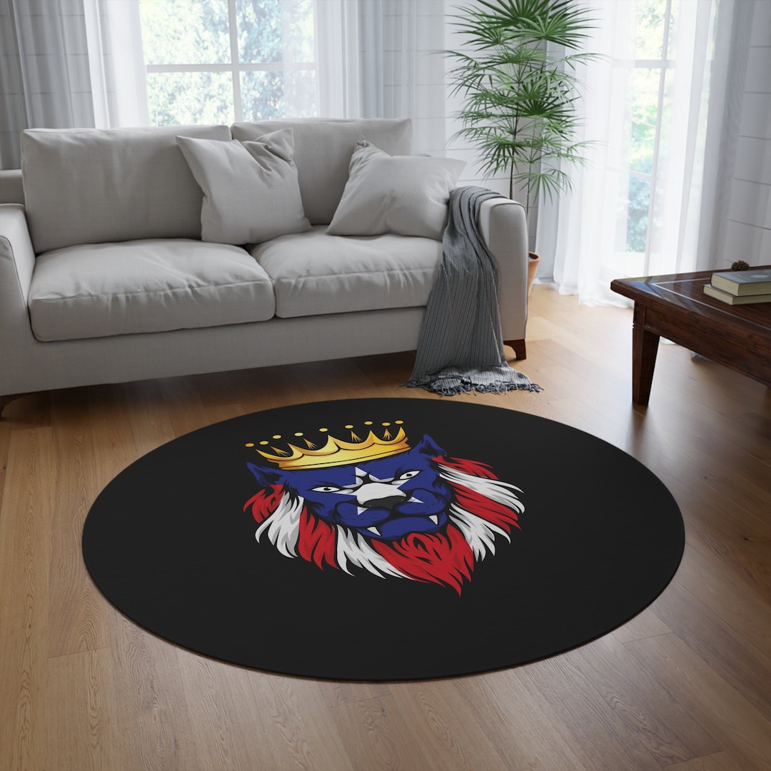 Puerto Rican Lion King Round Rug for Floor Dark Amor Boricua Puerto ...