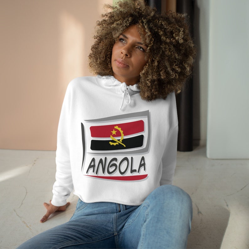 Angola Cropped Hoodie Light Angolia Flag Angolian Heritage Proud Africa ...
