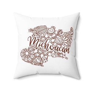 Michoacan Mexico Map Basic Pillow polyester Light Michoacán De Ocampo ...