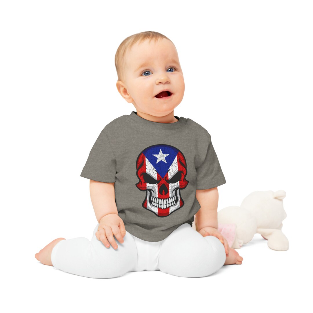 Puerto Rican Skull Staple Tee for Kids & Babies Dark Boricua Pride PR ...