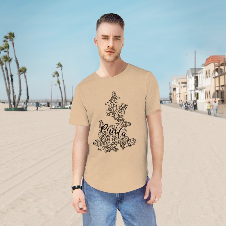 Puebla Mexico Map Shirt curved Hem Camisa Light Puebla Cholula Puebla ...