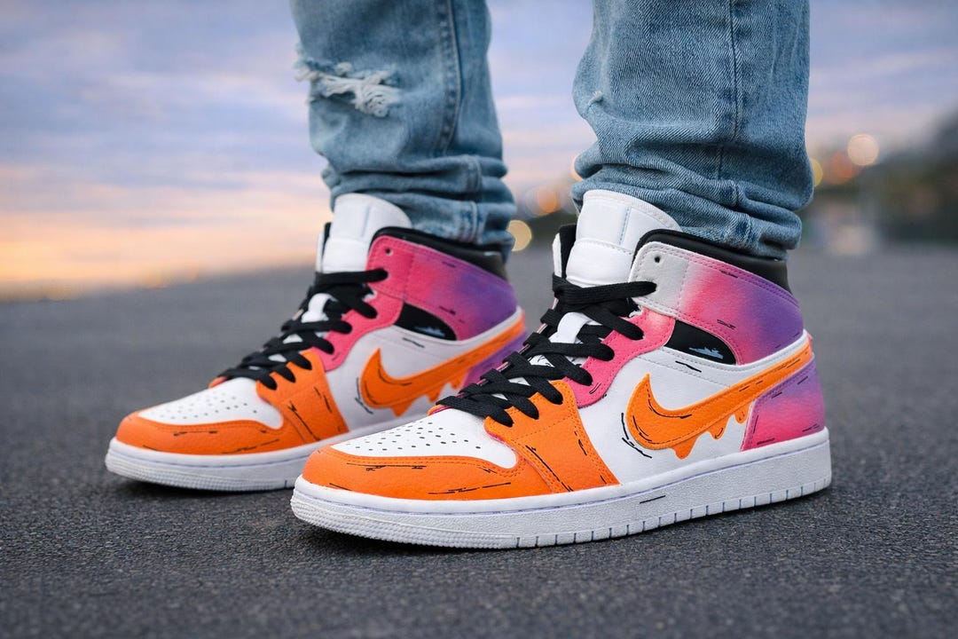 Custom Air Force 1 Sneakers – Sunset Gradient Orange Pink Purple AF1 ...