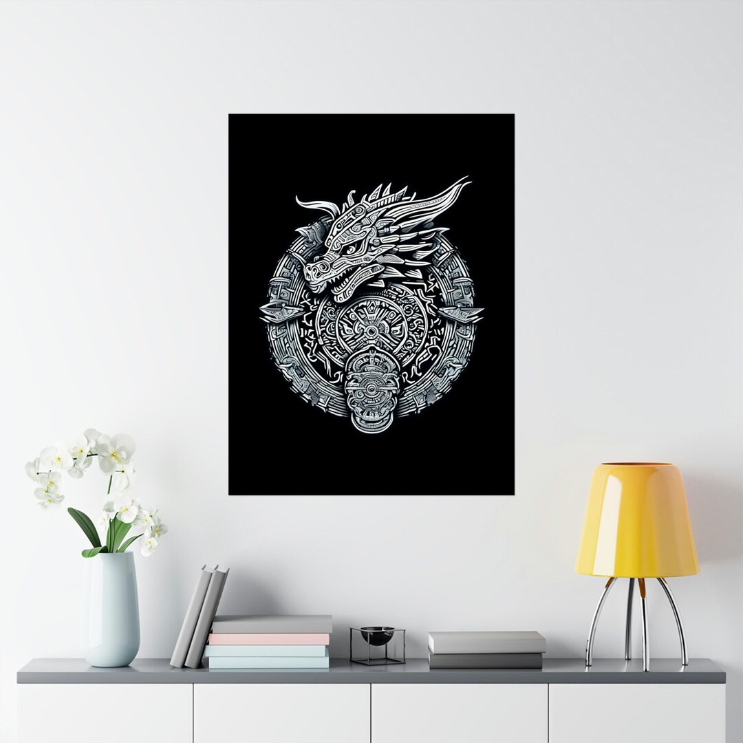Ancient Aztec Dragon Enhanced Matte Poster Dark Aztec Symbol Mayan Gods ...