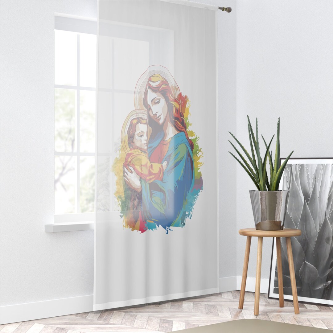 Mary and Baby Jesus Window Curtains Light Virgin Mary Jesus Faith ...
