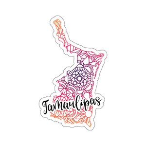 Tamaulipas Mexican Mandala Map Stickers ( Kiss-cut ) Light - Tamaulipa ...