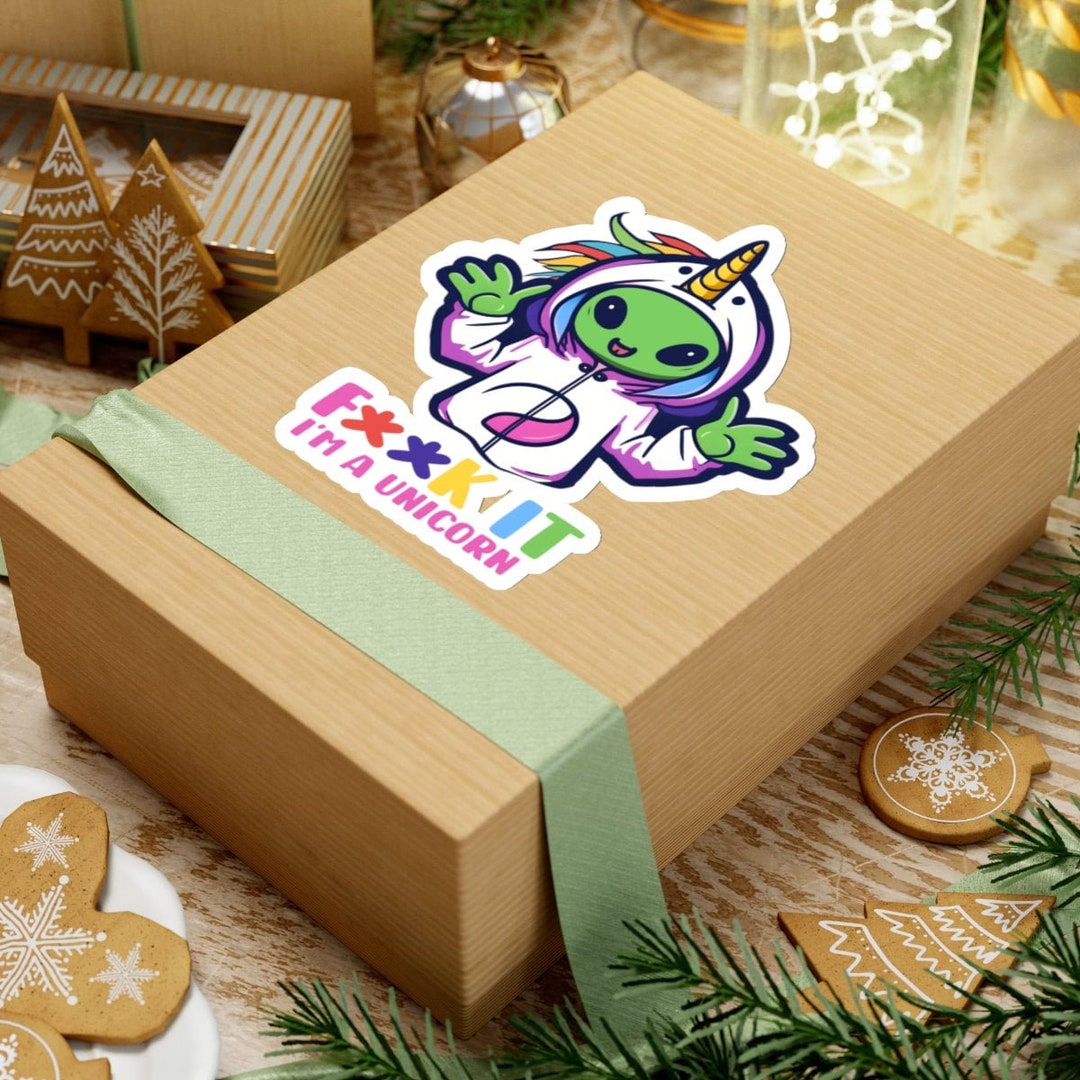 Alien Unicorn Meme Stickers ( Kiss-cut ) Dark - Cute Unicorn UF0 Alien ...