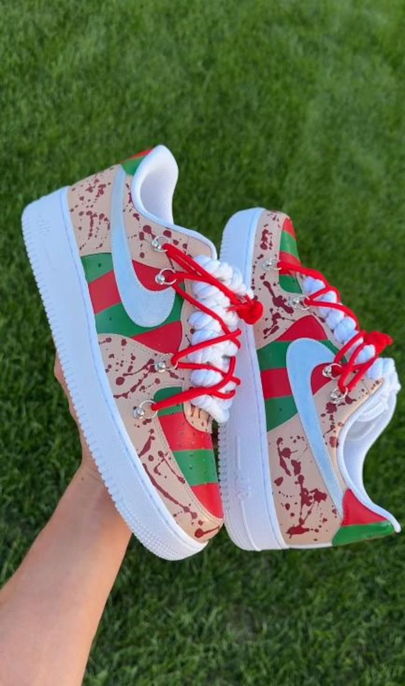 Custom Air Force 1 Horror Scary Sneakers – Blood Splatter Custom Shoes ...