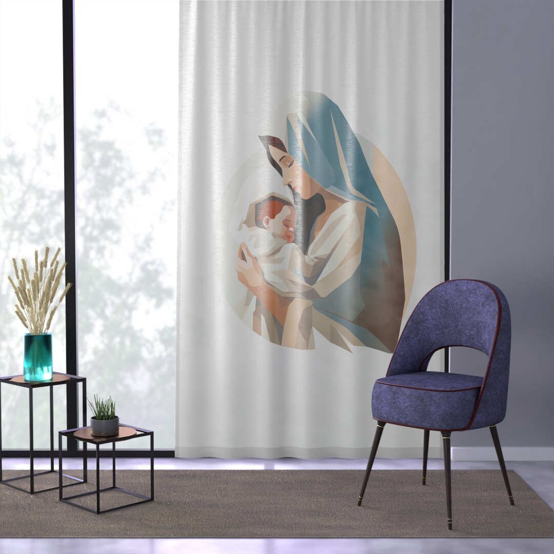 Guadalupe and Jesus Window Curtains Light - Etsy