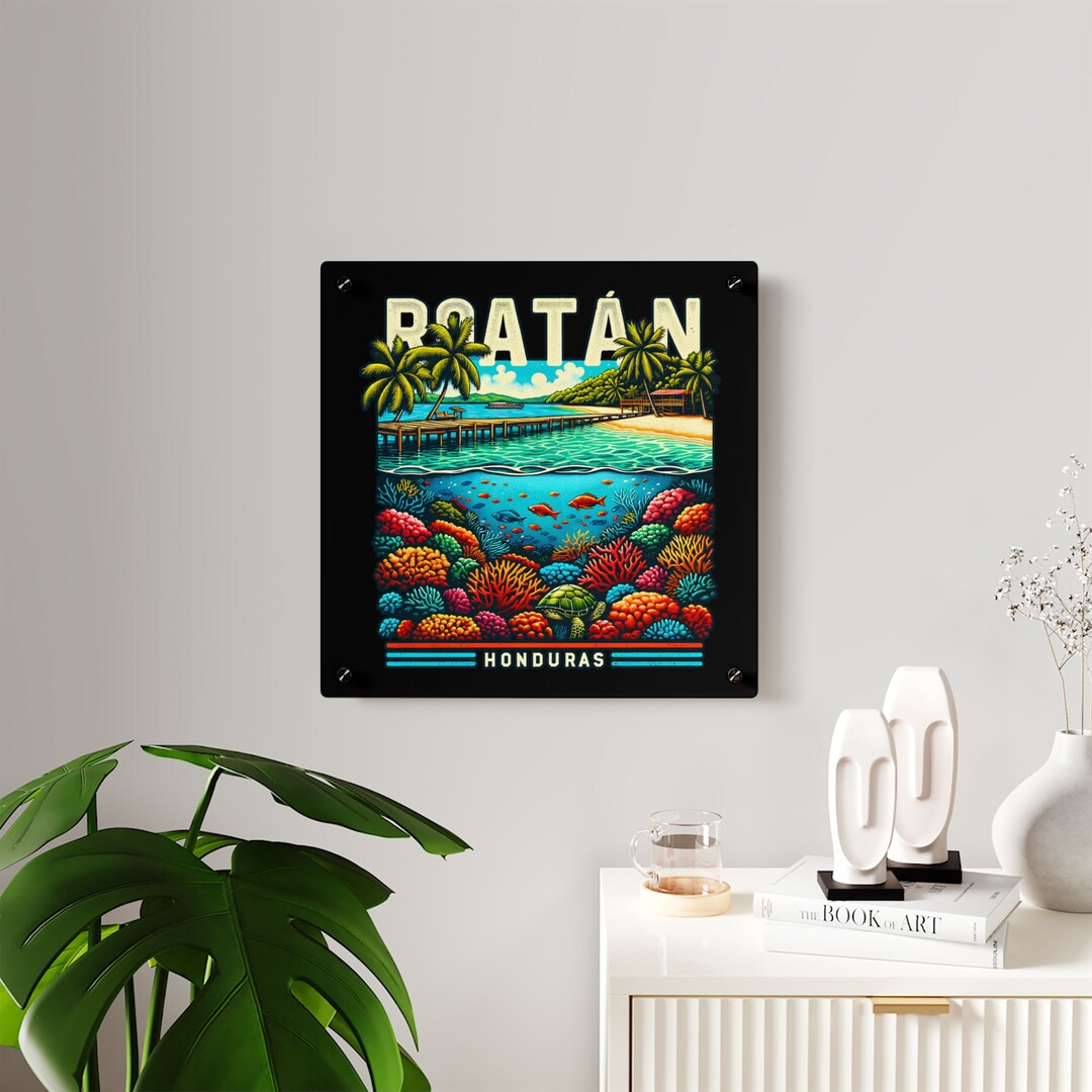 Roatan Honduras Acrylic Poster Wall Art Decor Sign Dark Customize W ...