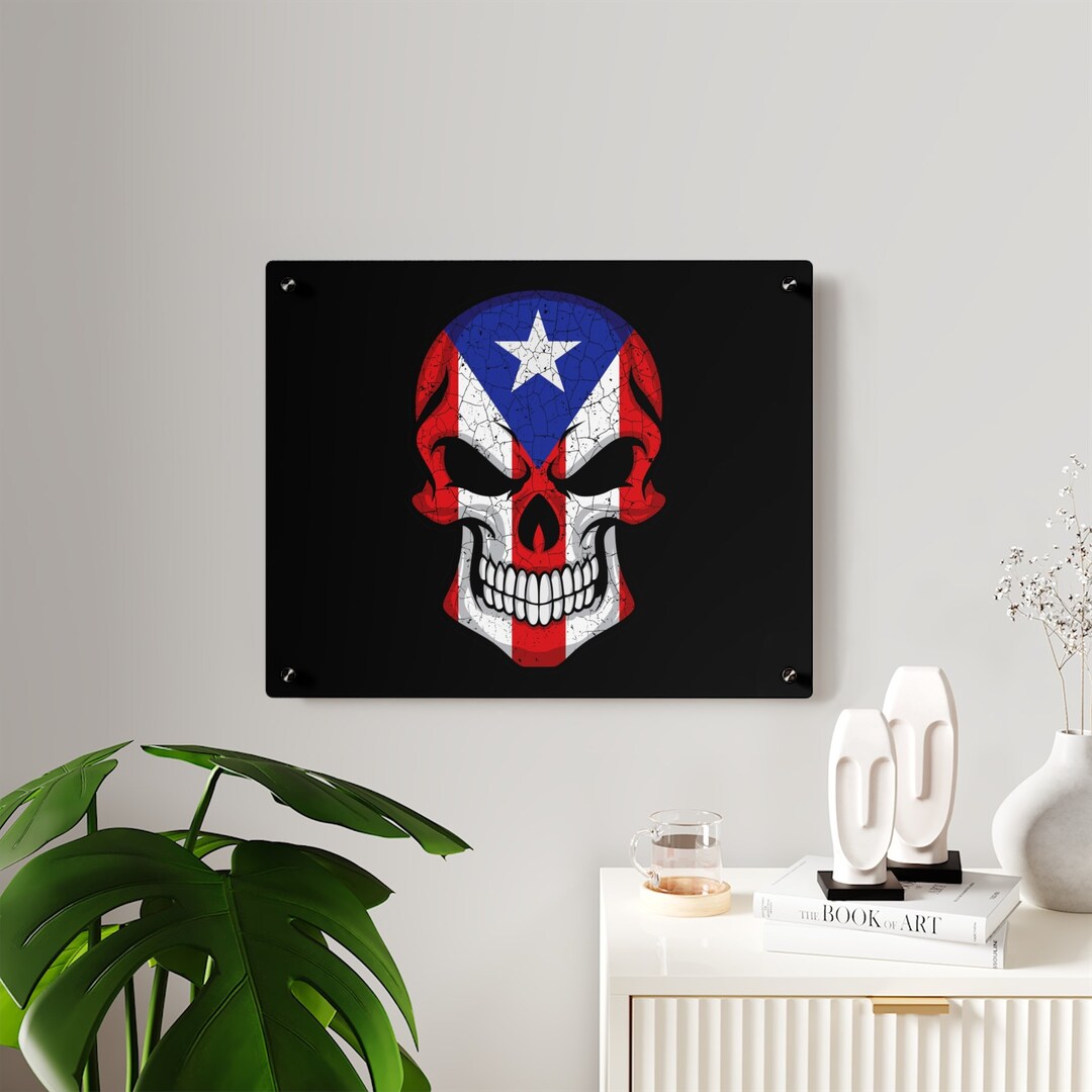 Puerto Rican Skull Acrylic Wall Art Panels Dark Boricua Pride PR Flag ...
