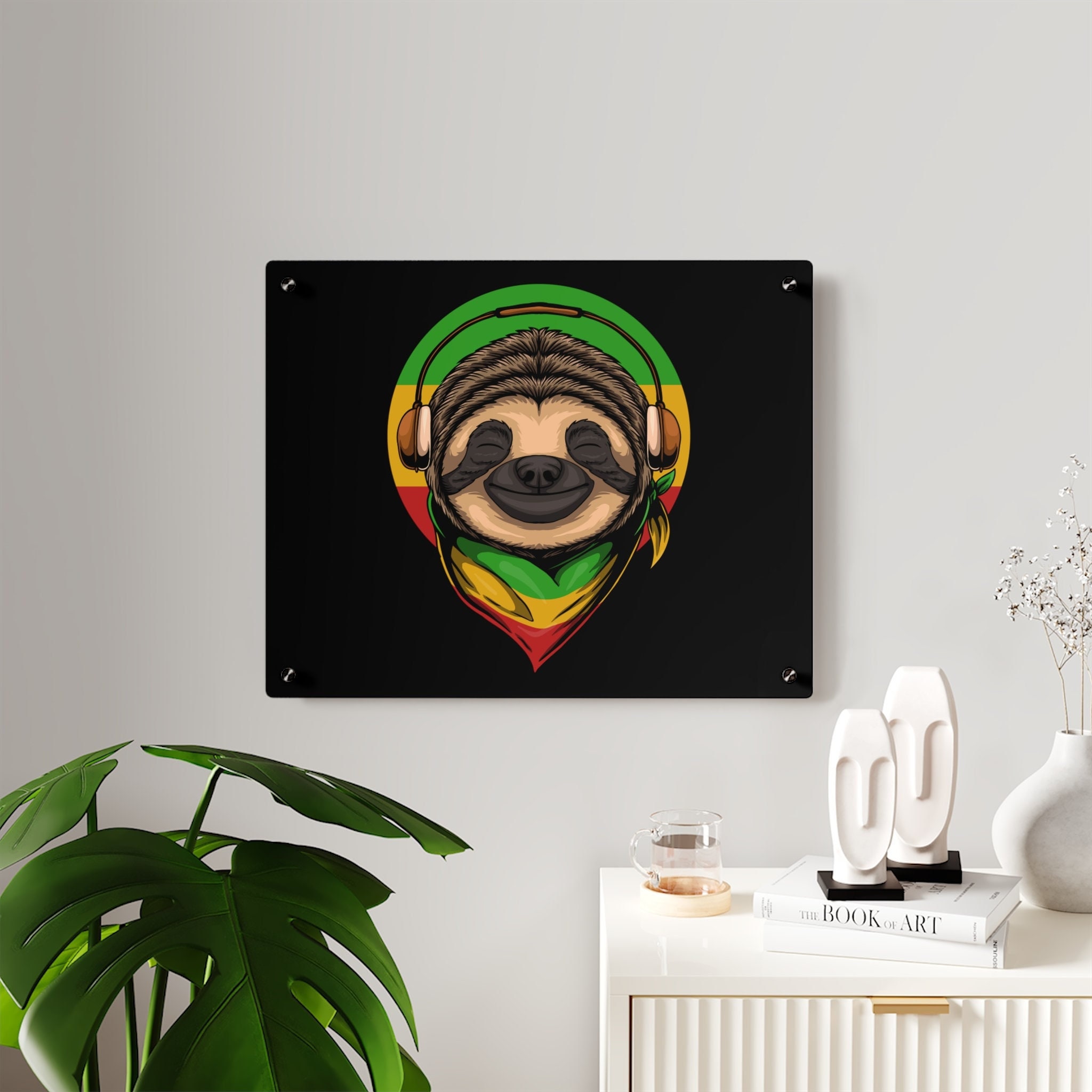 Panneaux d'art mural acrylique cool rasta paresseux foncé Pura Vida ...