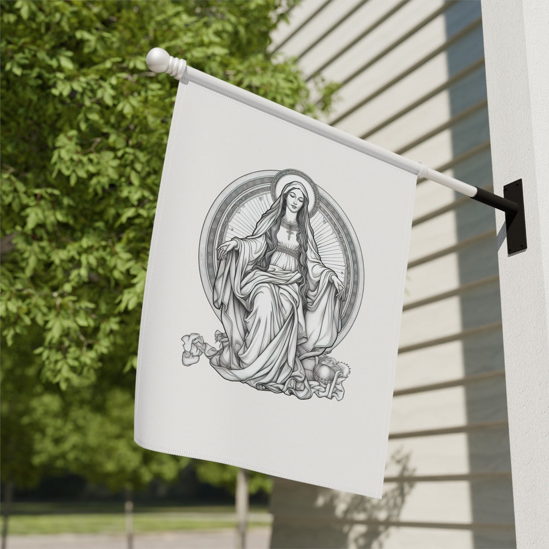 Hail Mother Mary Printed Flags House Garden Banners Light Jesus Virgin ...