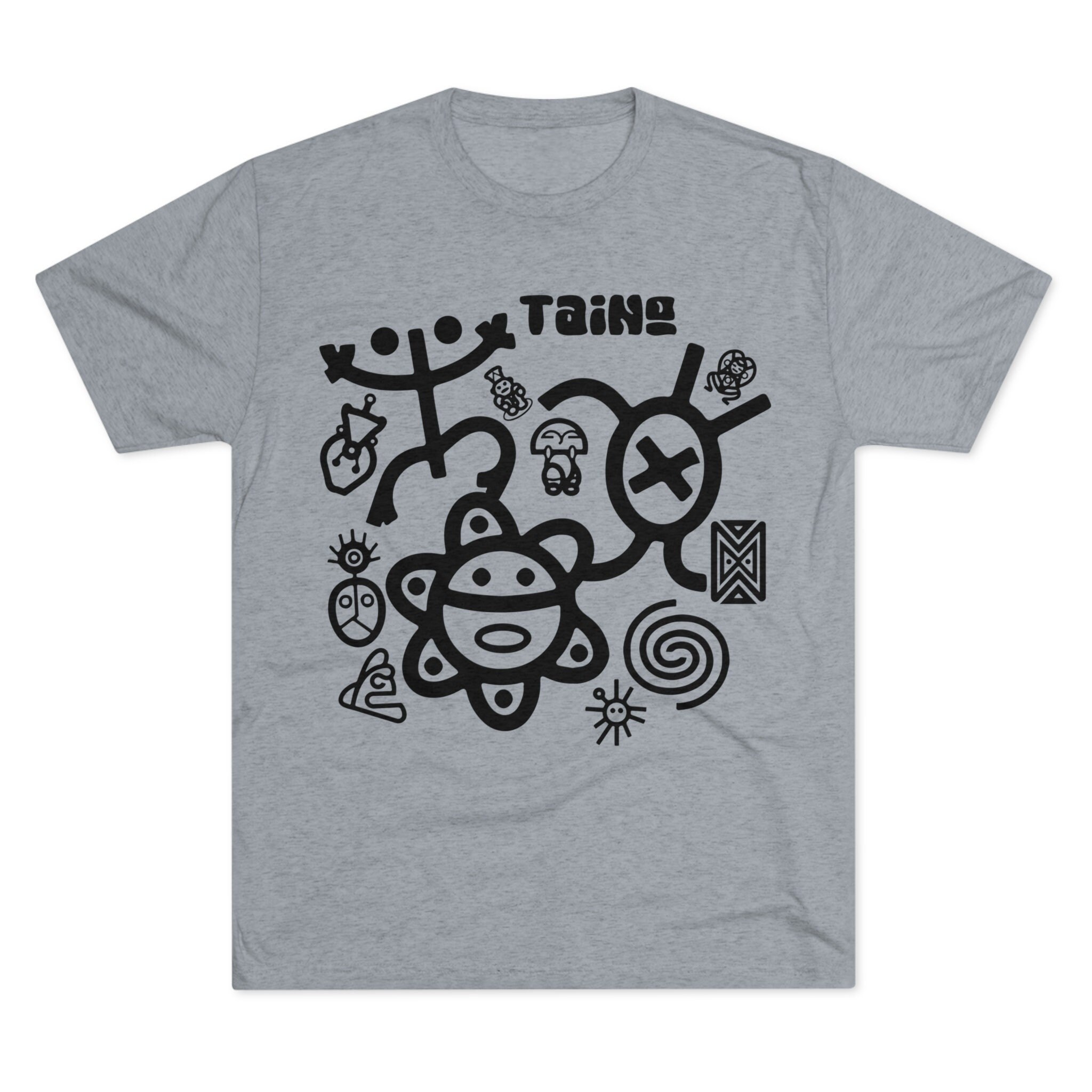 Native Taino Symbols T Shirt tri-blend Light Taino Boricua Puerto Rico ...