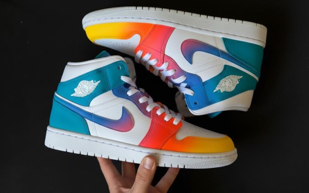 Custom Jordan 1s Rainbow Gradient Jordan 1 | Custom Jordan 1 Sneakers ...
