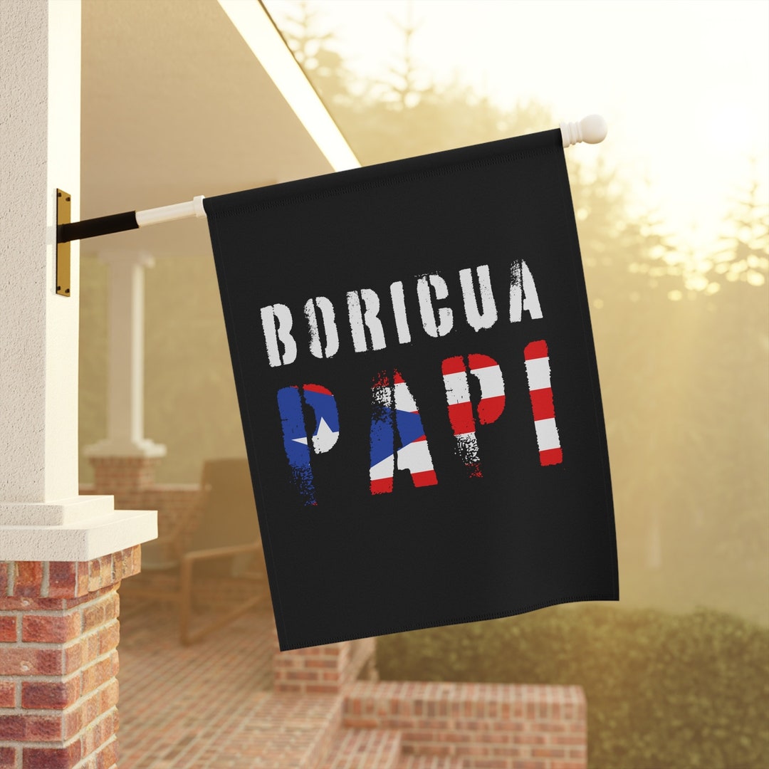 Boricua Papi Printed Flags House Garden Banners Dark Puerto Rican ...
