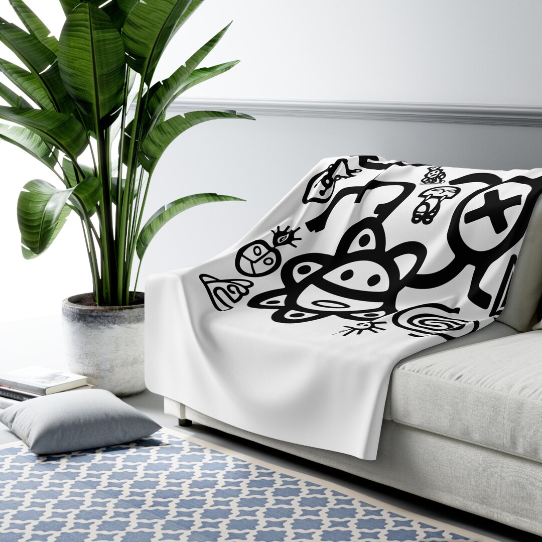 Native Taino Symbols Sherpa Fleece Blanket Light - Etsy