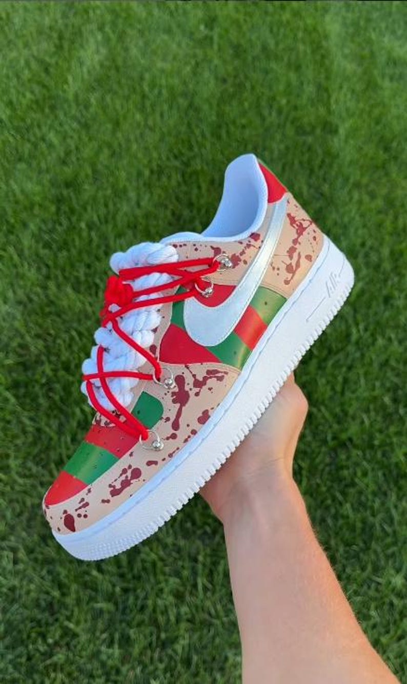 Custom Air Force 1 Horror Scary Sneakers – Blood Splatter Custom Shoes ...