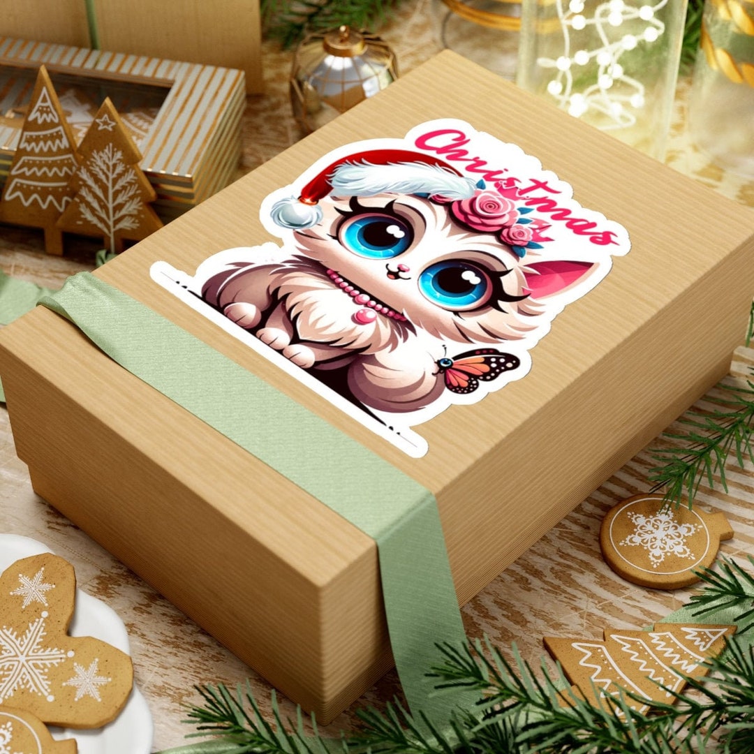Kitty Girl First Christmas Stickers ( Kiss-cut ) Dark - Kittens First ...