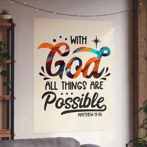 With God All Things Are Possible Bible Enhanced Poster Wall Art Decor ...
