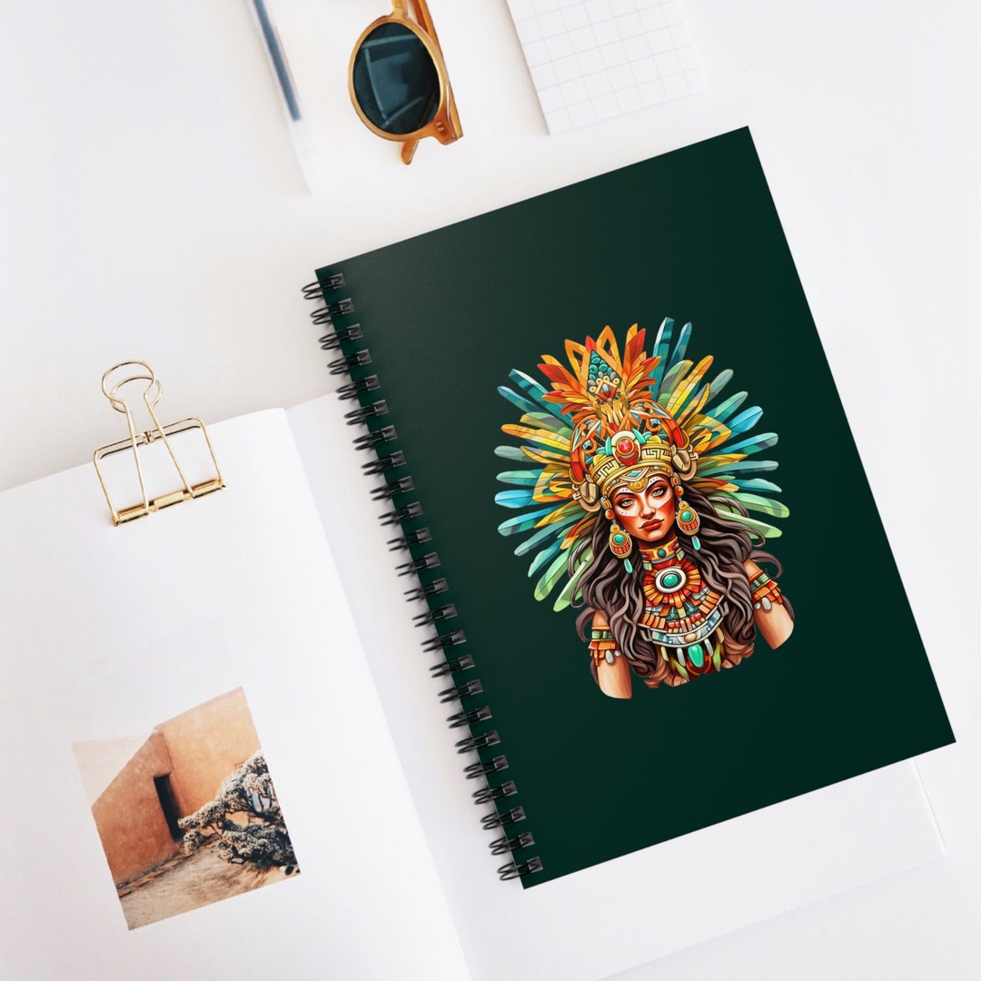Aztec Queen Warrior Spiral Notebook Dark Aztec Empire Queen Azteca ...