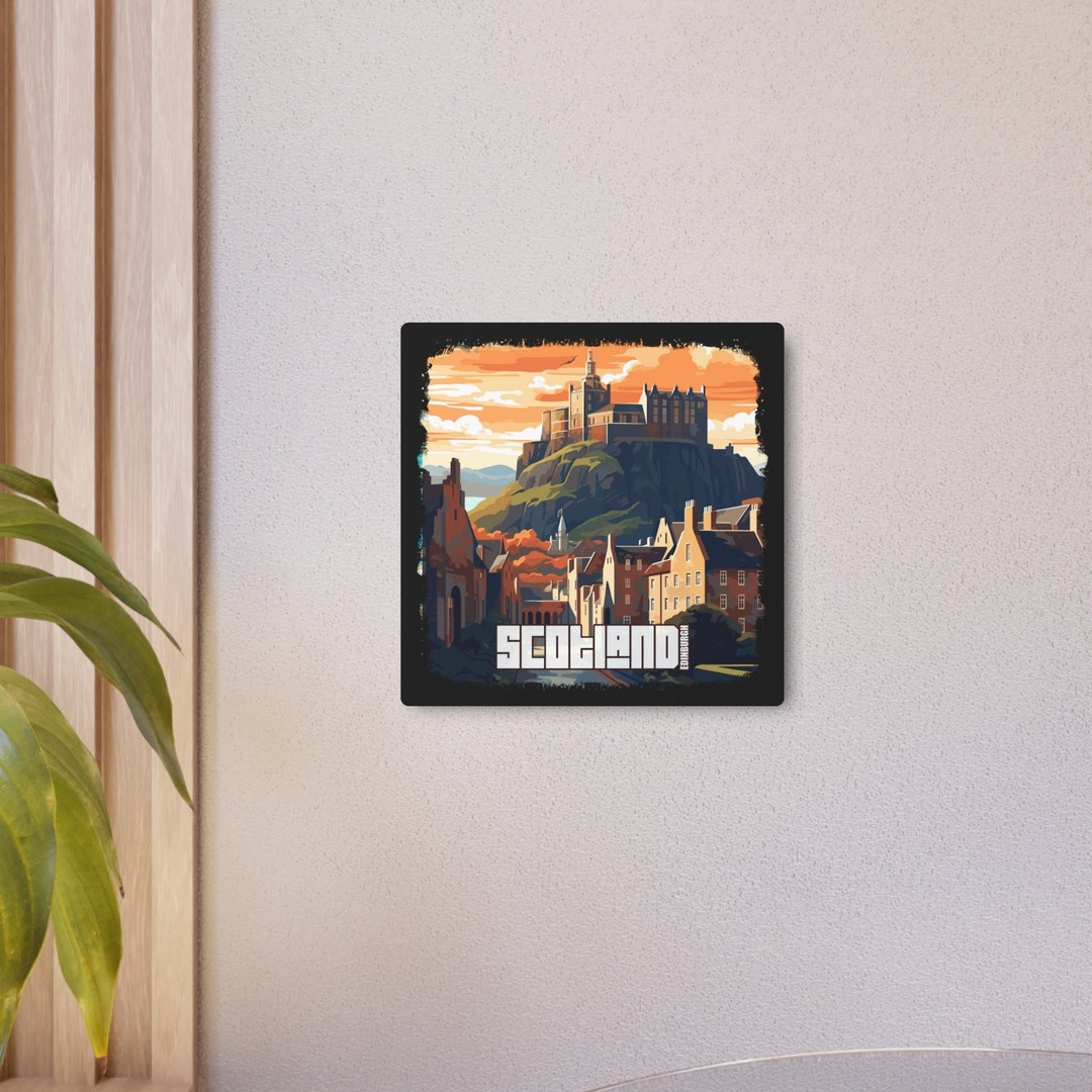Edinburgh Castle Scotland Metal Sign Wall Art Metal Decor Poster Dark ...