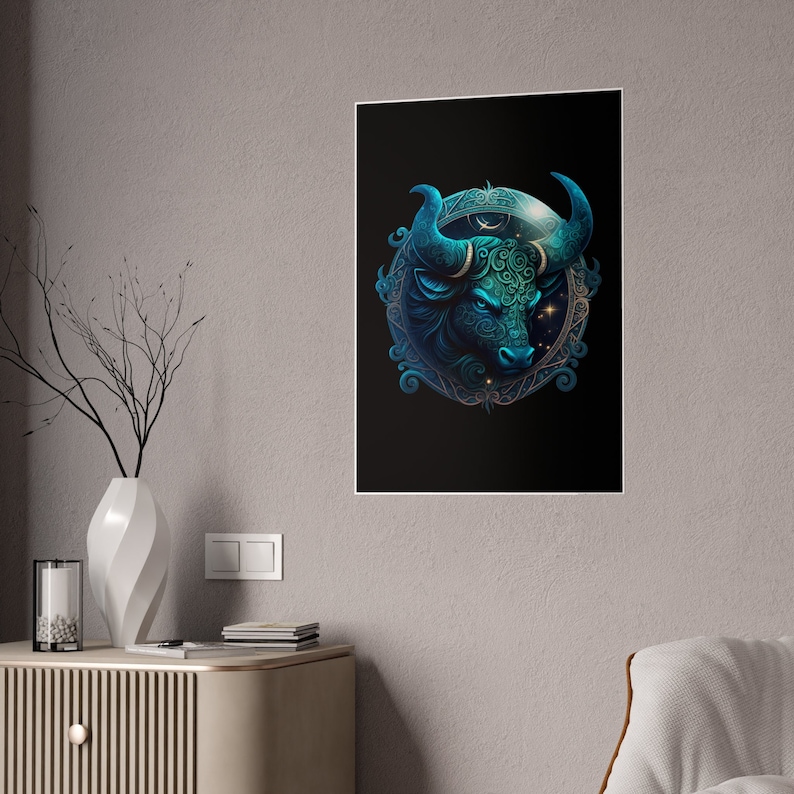 Taurus Poster Wall Art Decor Sign Dark Taurus Zodiac Sign Horoscope ...