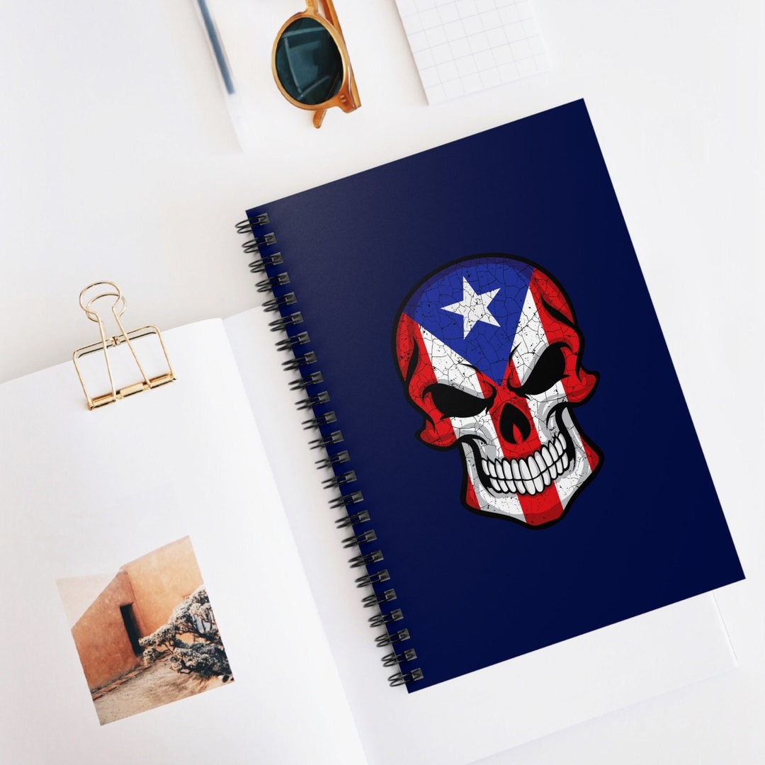 Puerto Rican Skull Spiral Notebook Dark Boricua Pride PR - Etsy