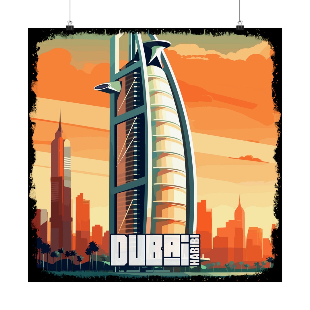 Dubai Habibi Burj Al Arab Poster Wall Decor Poster Dark - Etsy