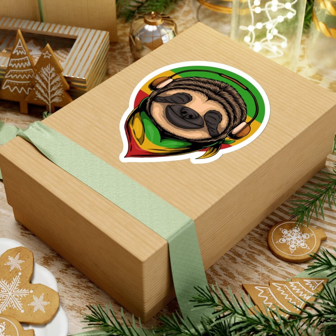 Cool Rasta Sloth Stickers ( Kiss-cut ) Dark - Pura Vida Costa Rica ...