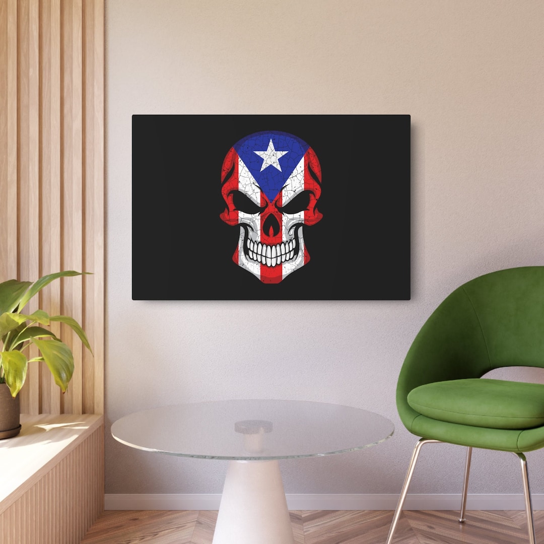 Puerto Rican Skull Metal Print Art Piece Dark Boricua Pride PR Flag La ...